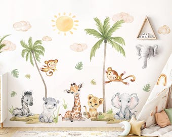 XXL Wall Decal Set Safari Animals Baby Wall Stickers for Children's ...