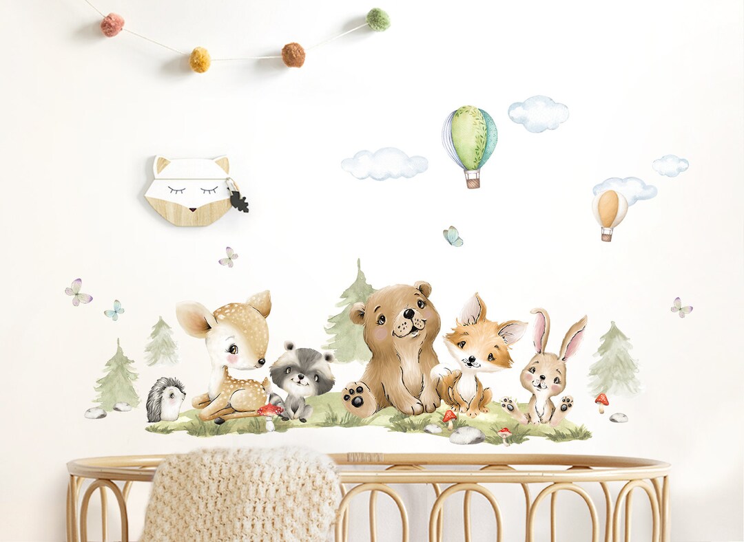 Wall Sticker Set Forest Animals Wall Sticker for Children's Room Bear ...