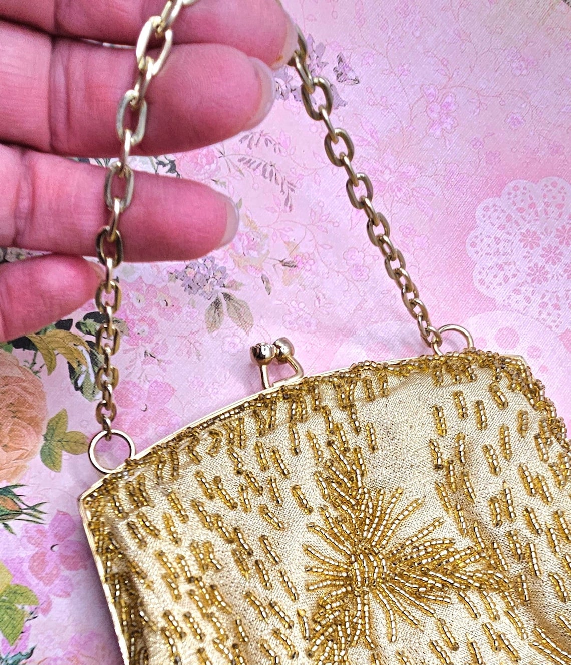 Vintage Gold Beaded Purse Hand Made in Hong Kong - Etsy
