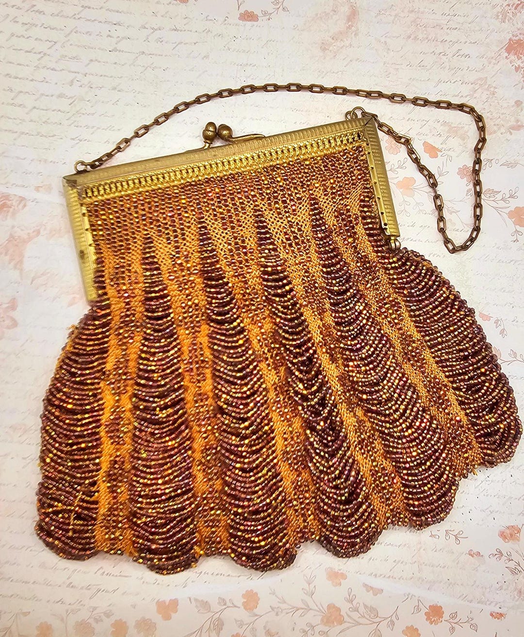Antique Copper-colored Beaded Purse - Etsy