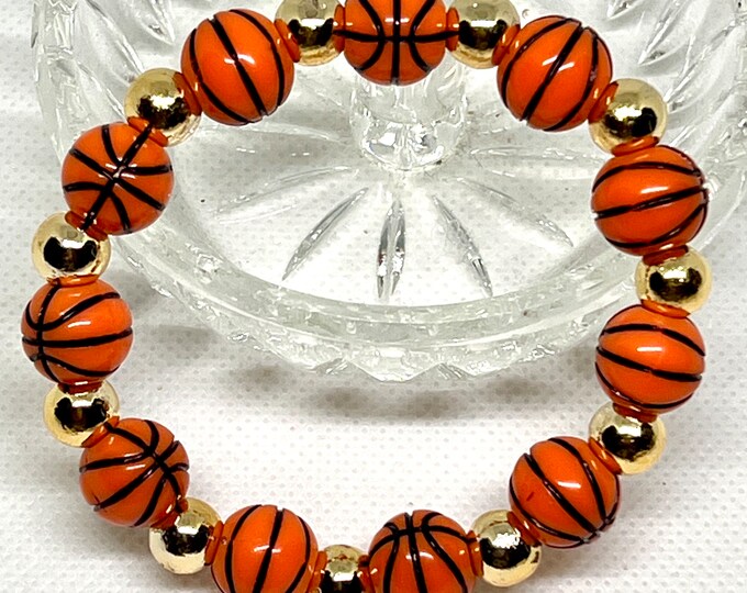 Handcrafted Basketball Bead Fashion Bracelet - Golden Accents - Etsy
