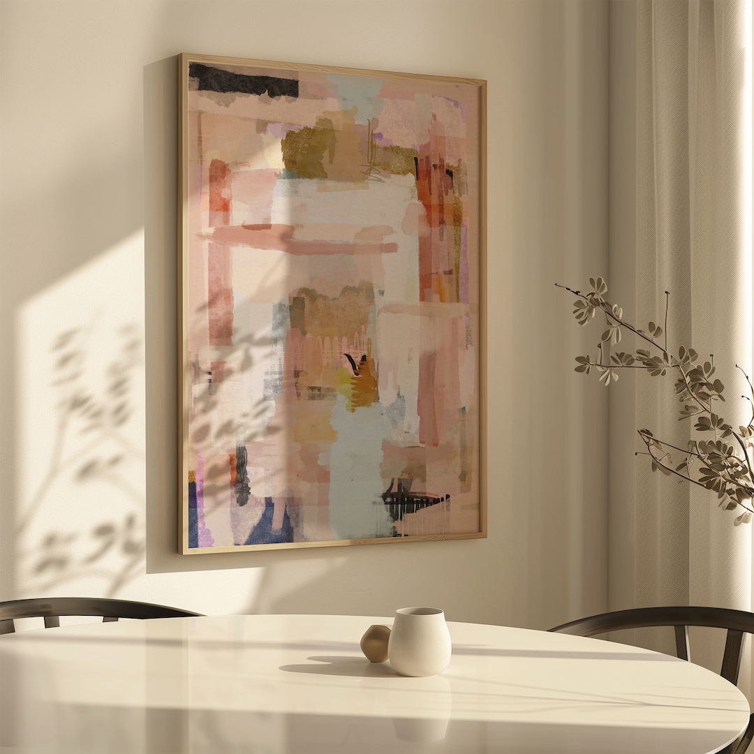 Pink Abstract Art Print: Textured Colorful Painting, Modern Frame - Etsy