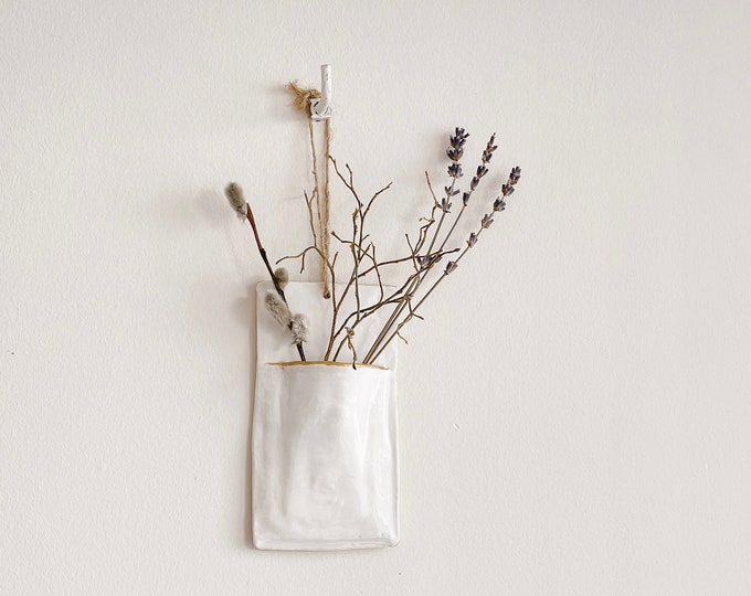Handmade Ceramic Pocket for Dry Flowers Clay Wall Hanging - Etsy