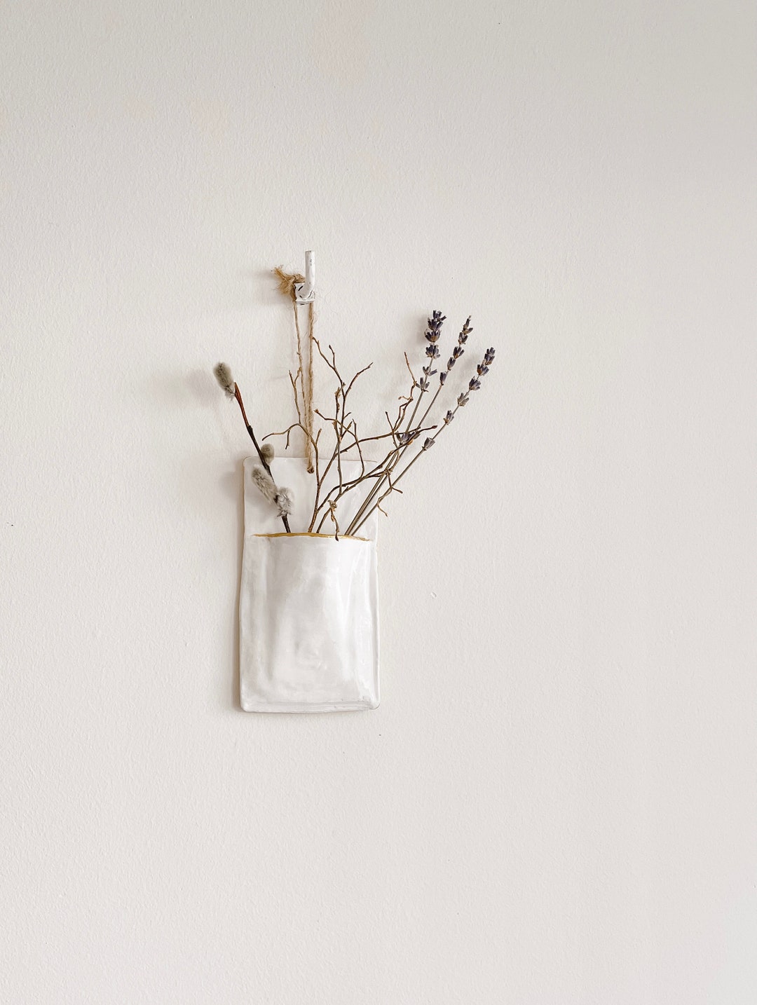 Handmade Ceramic Pocket for Dry Flowers Clay Wall Hanging - Etsy