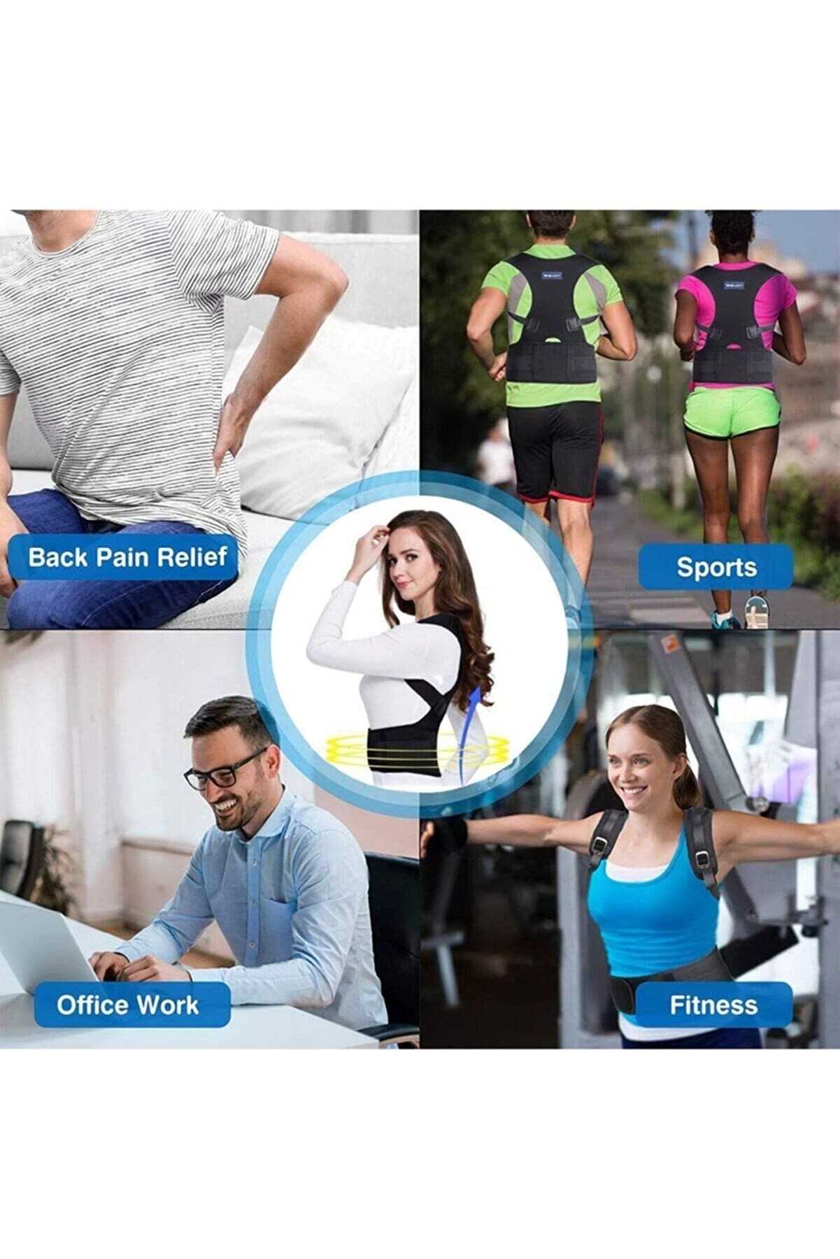 Corset, Posture Corrector, Unisex Black Medical Corset Orthopedic Anti ...