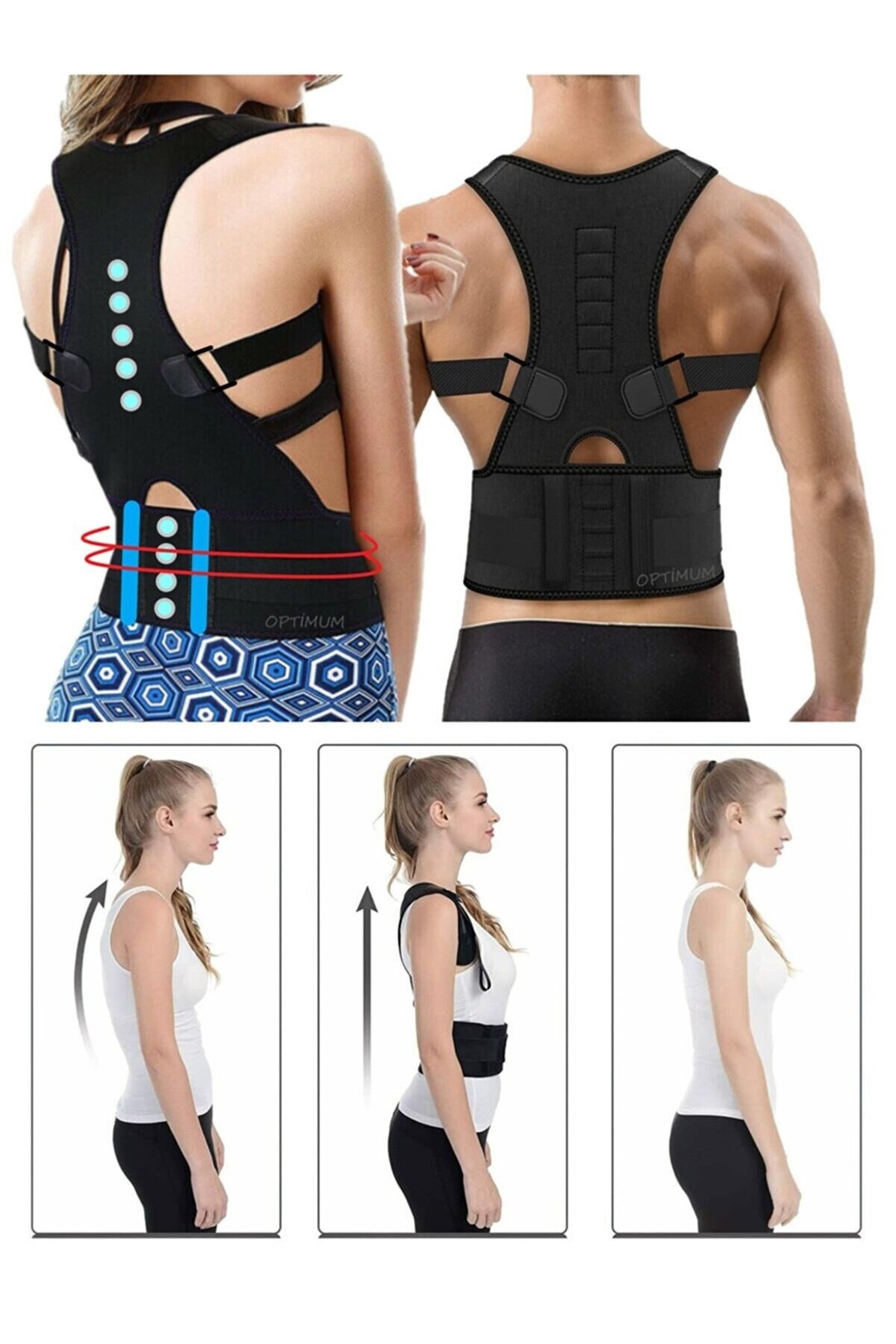 Corset, Posture Corrector, Unisex Black Medical Corset Orthopedic Anti ...