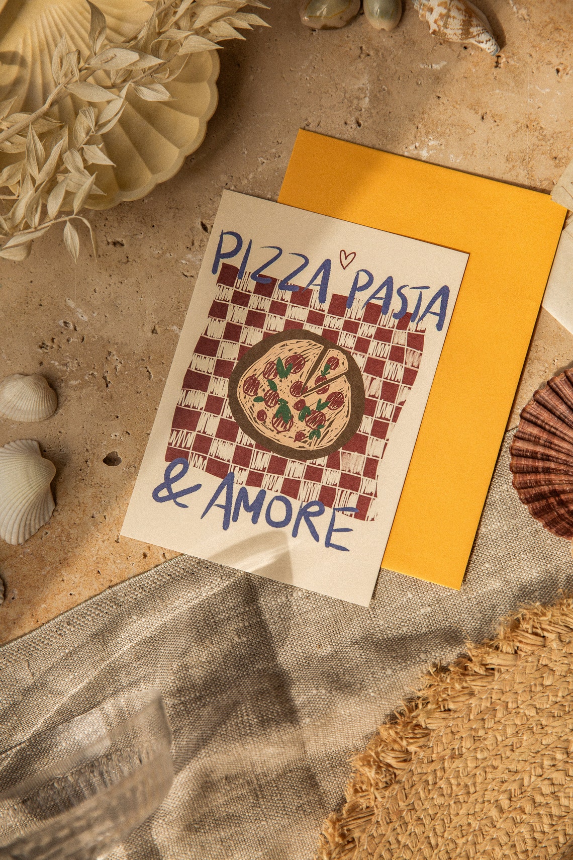 Postcard Pizza Pasta & Amore Illustration / Dolce Vita / - Etsy