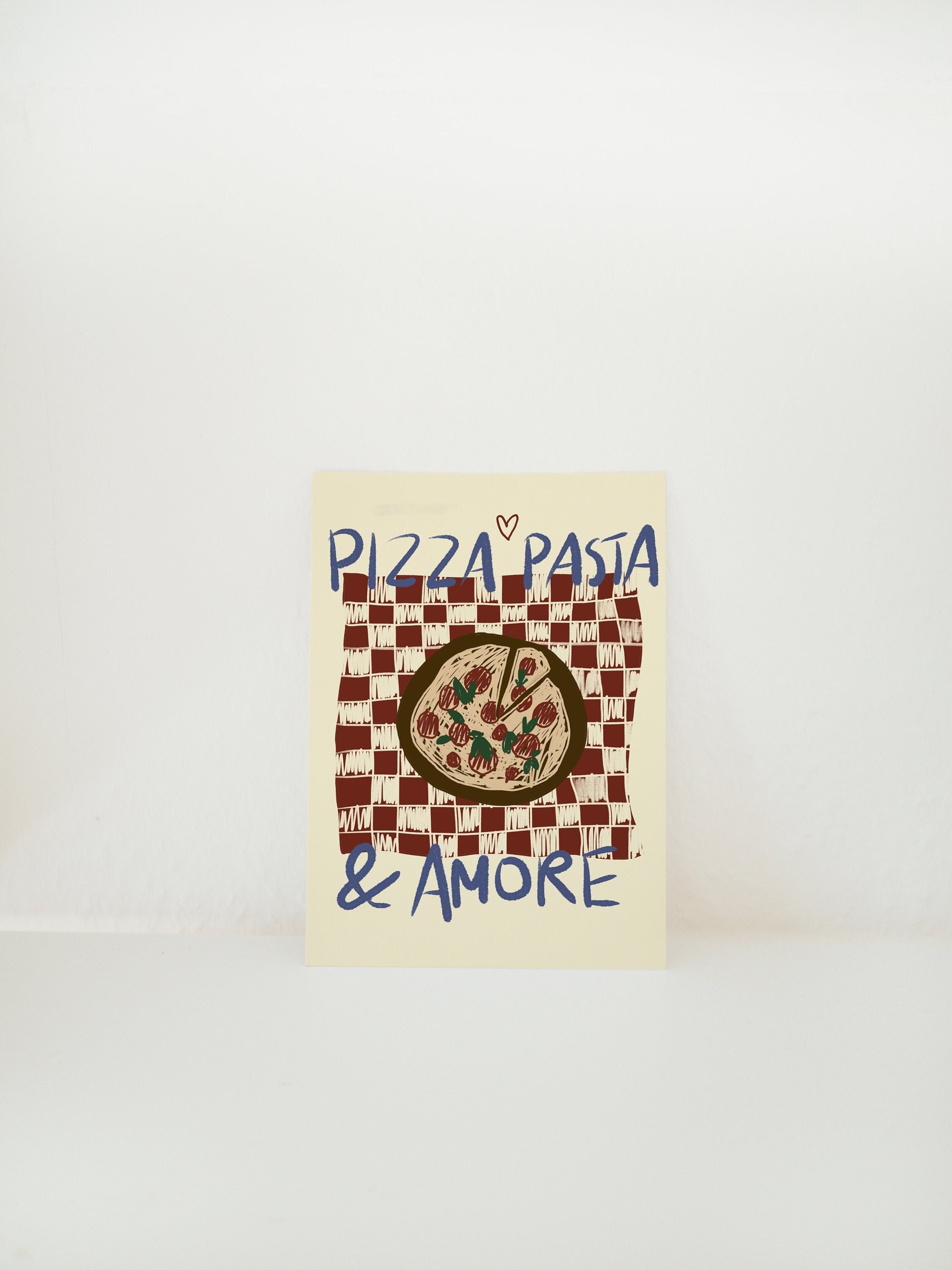 Postcard Pizza Pasta & Amore Illustration / Dolce Vita / - Etsy