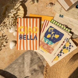 Postcard Cioa Bella / Italy Quote / Summer / Typography / Modern - Etsy