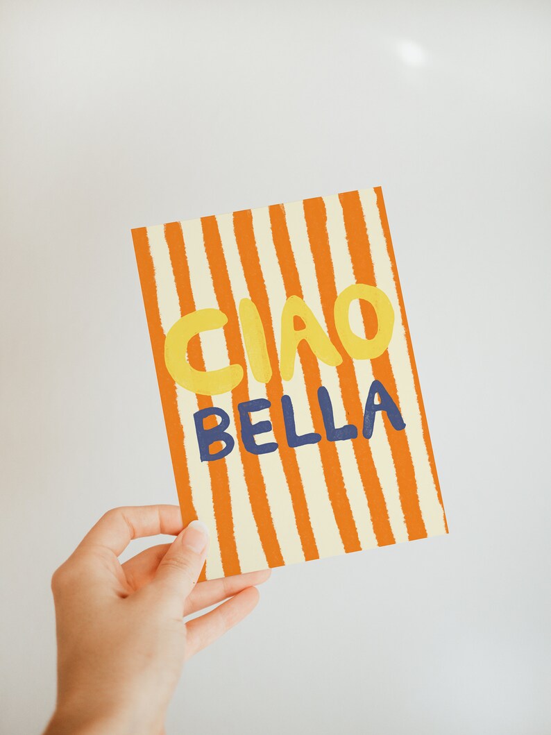 Postcard Cioa Bella / Italy Quote / Summer / Typography / Modern - Etsy