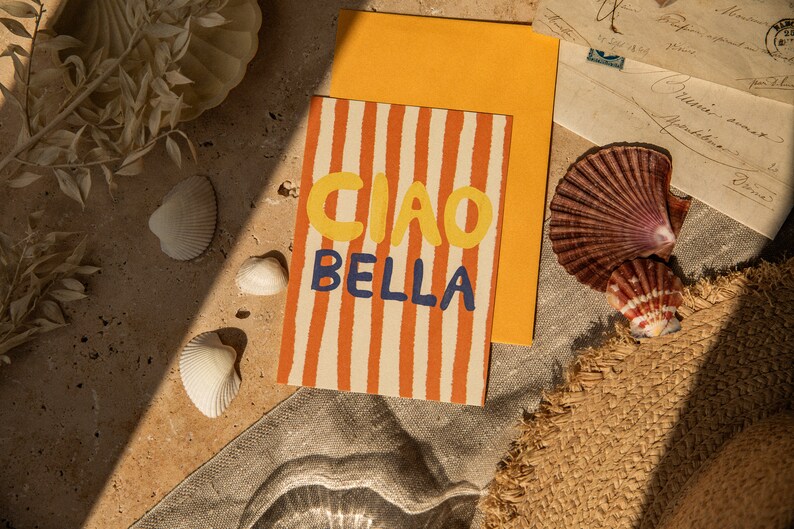 Postcard Cioa Bella / Italy Quote / Summer / Typography / Modern - Etsy