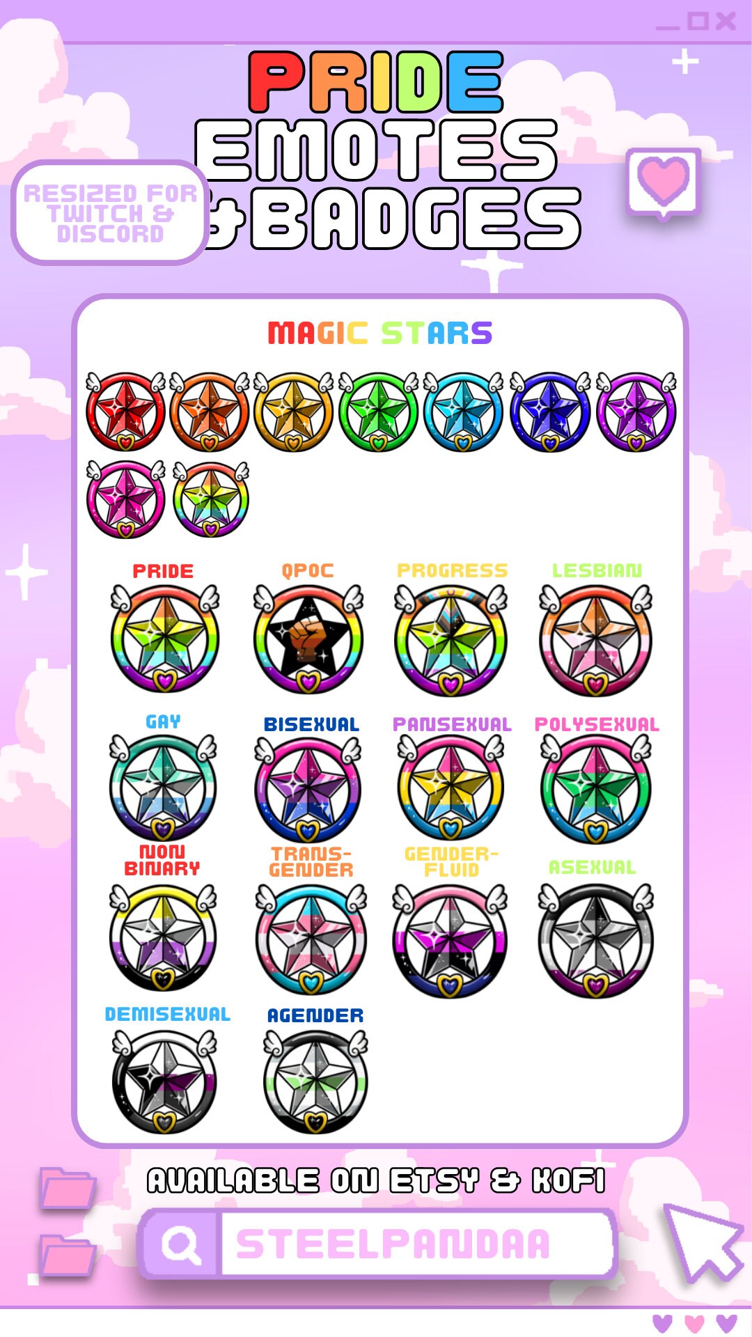 23x PRIDE Magic Star Emotes and Badges - Etsy