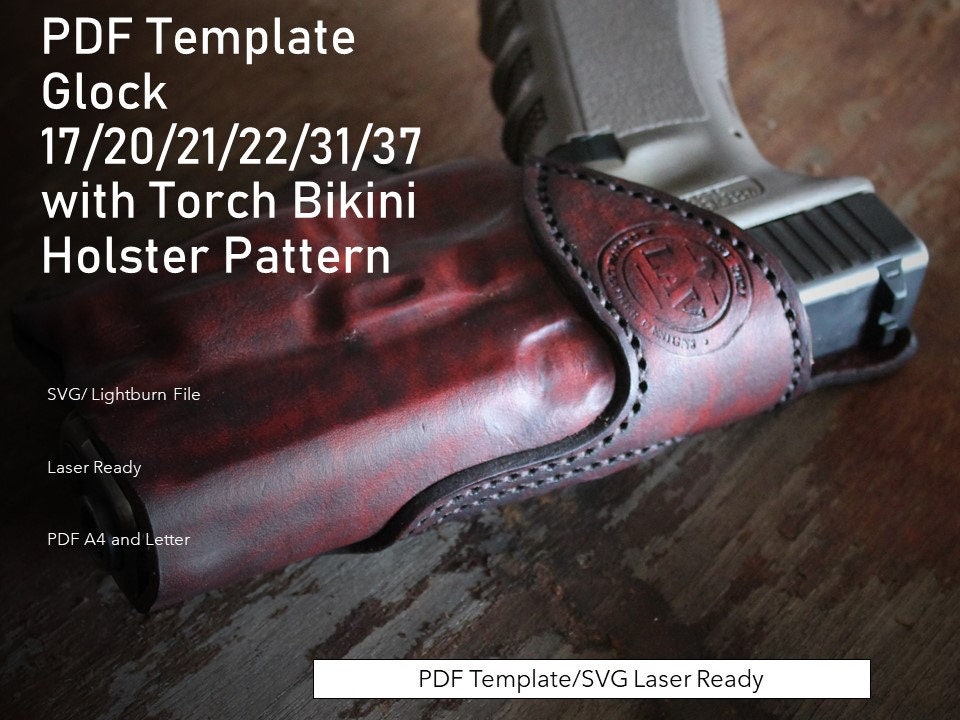 PDF Template Glock 17/20/21/22/31/37 With Torch Bikini Holster Pattern ...