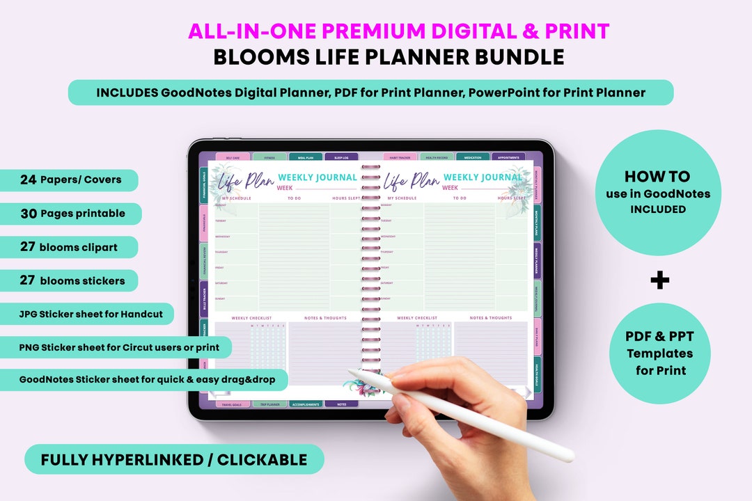 Blooms Life Digital & Printable Planner 2026 2027 Undated Planners iPad ...