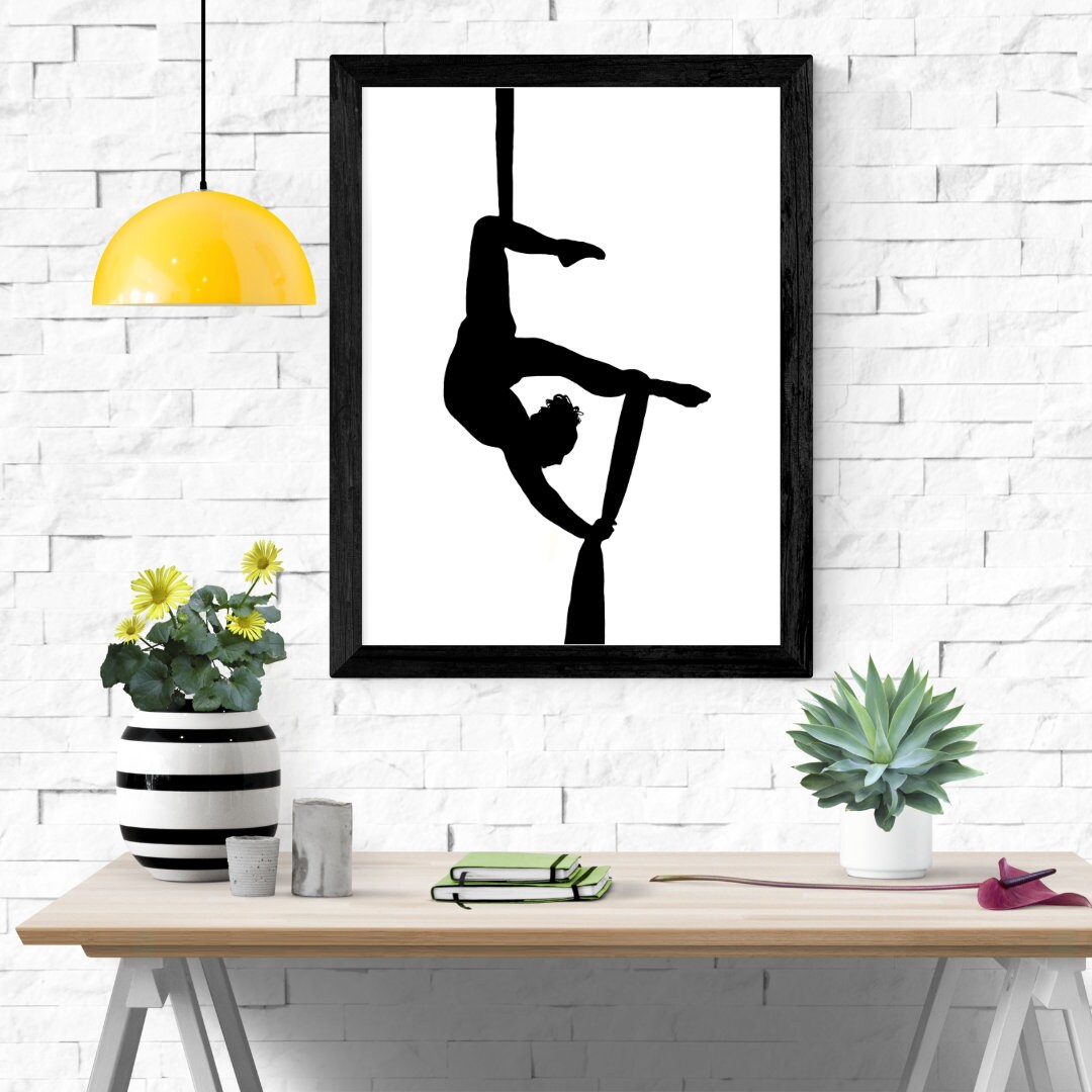 Aerial Silhouette Wall Art Decor Poster. Aerial Silks, Hoop, Circus - Etsy