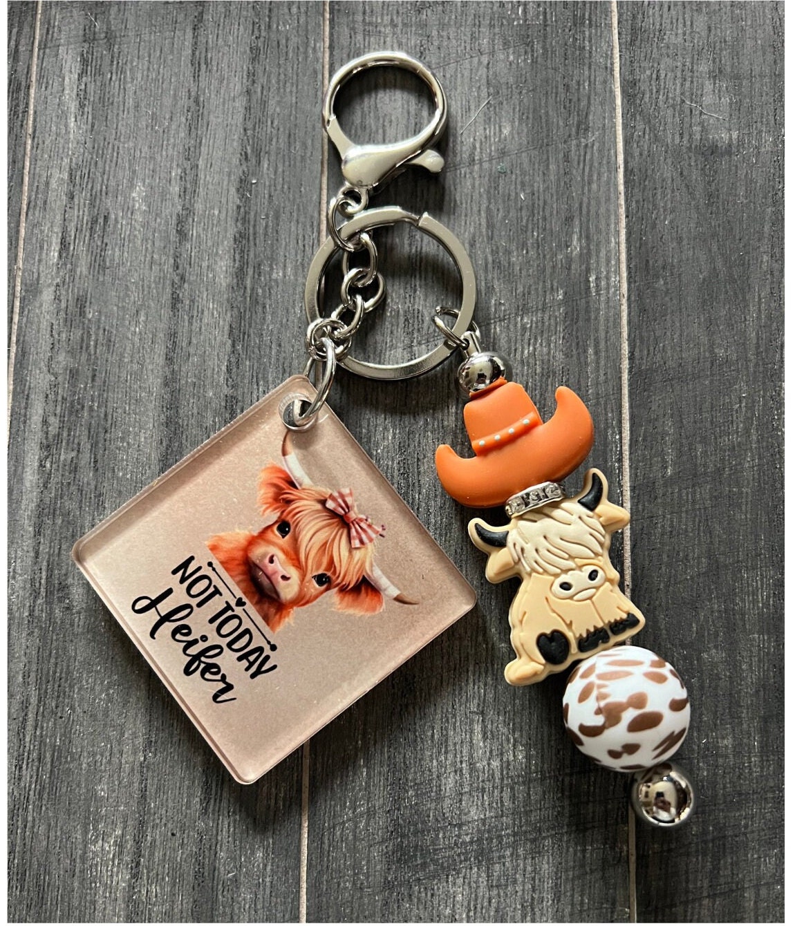 Beaded Highland Cow Keychain - Etsy