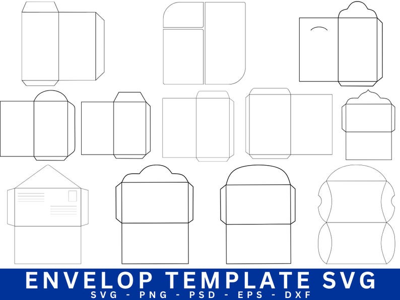 Modello di busta stampabile, modello di busta svg, busta da matrimonio ...