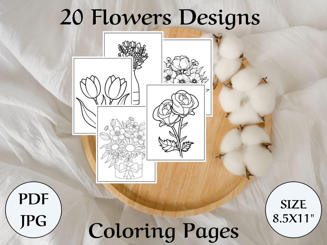 Flower Coloring Pages,elegant Flower Coloring Book,bold and Easy Floral ...