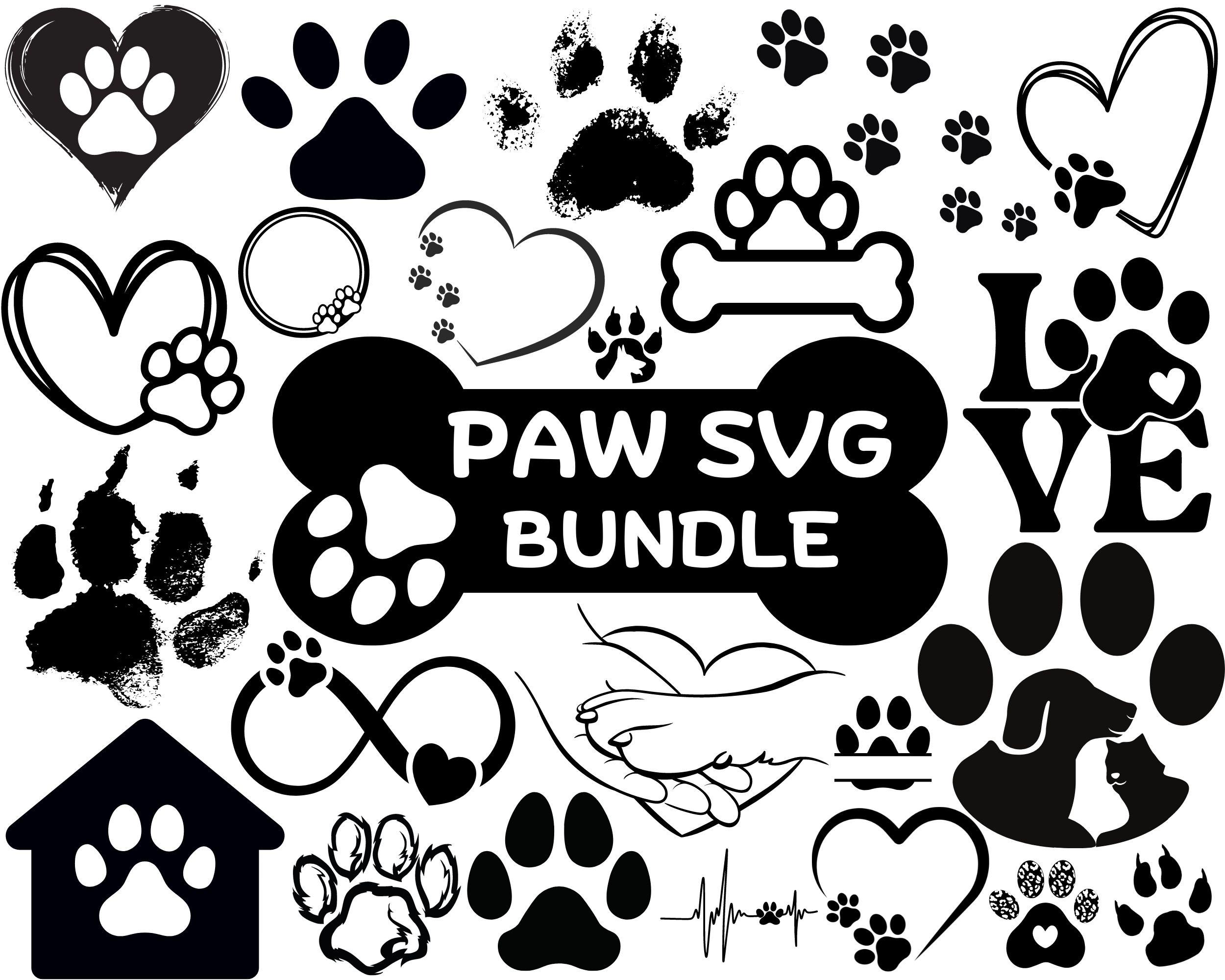 Dog Paw Print SVG Bundle: Animal Silhouette Cut Files (digital Download ...