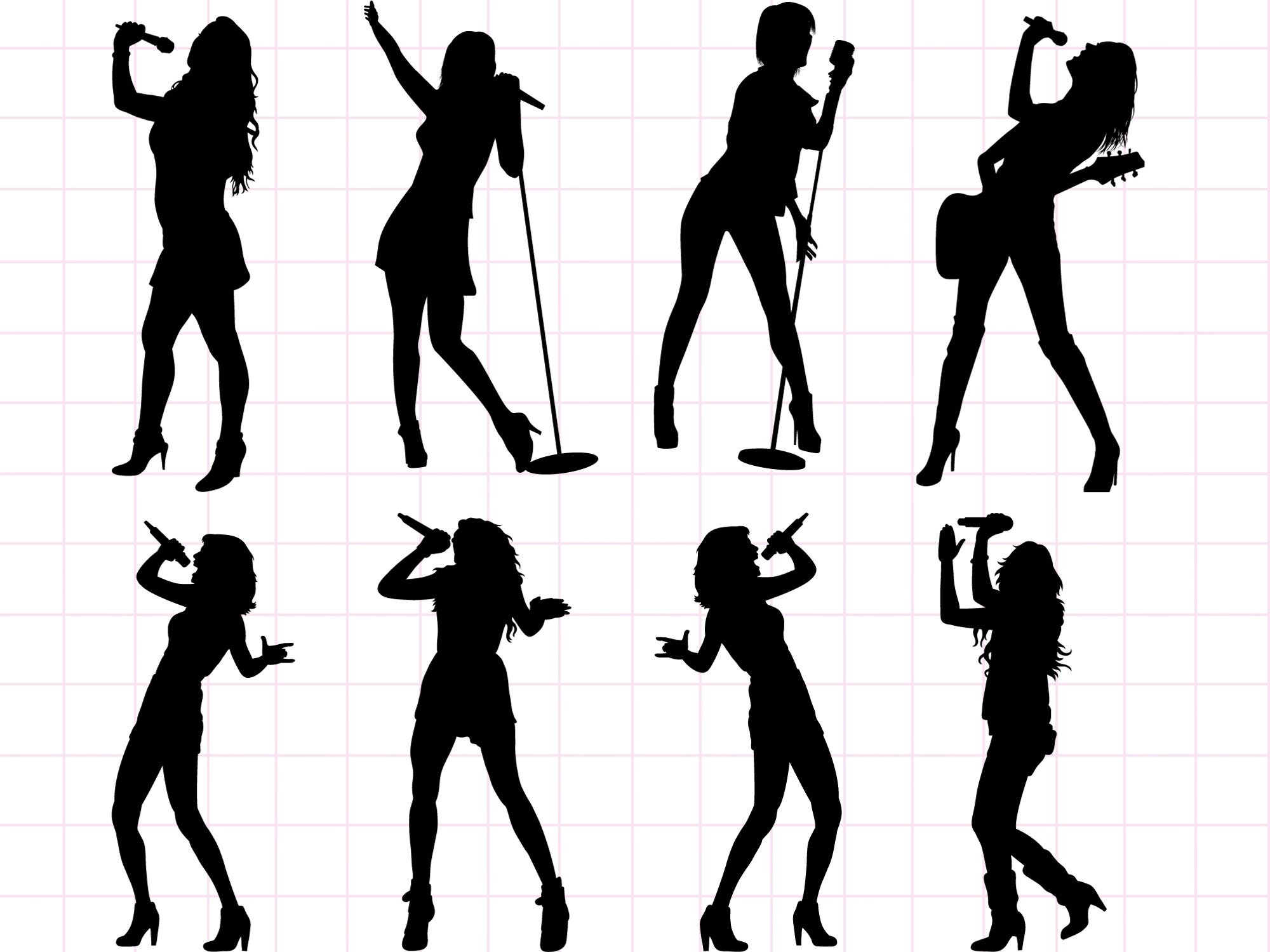 Women Singing Song , Singer Svg, Singing People Svg, Silhouette ...