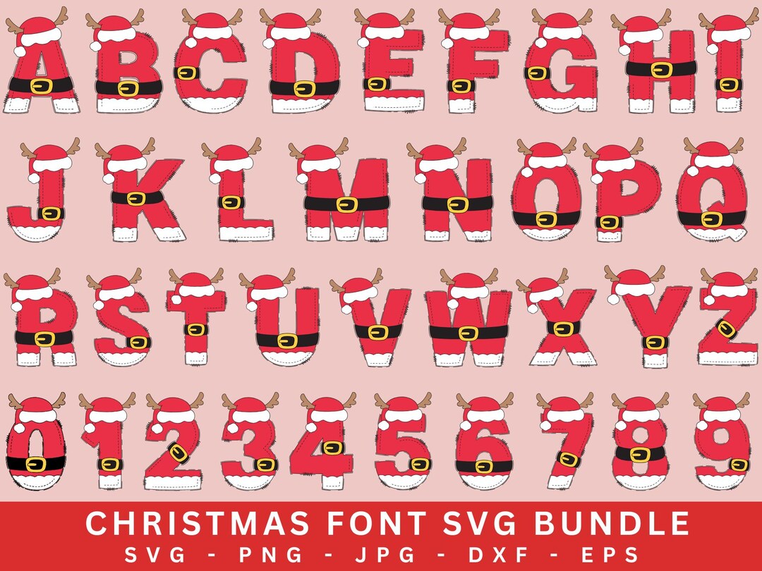 Christmas Alphabet SVG Bundle,christmas Letters Numbers Clipart,a-z ...