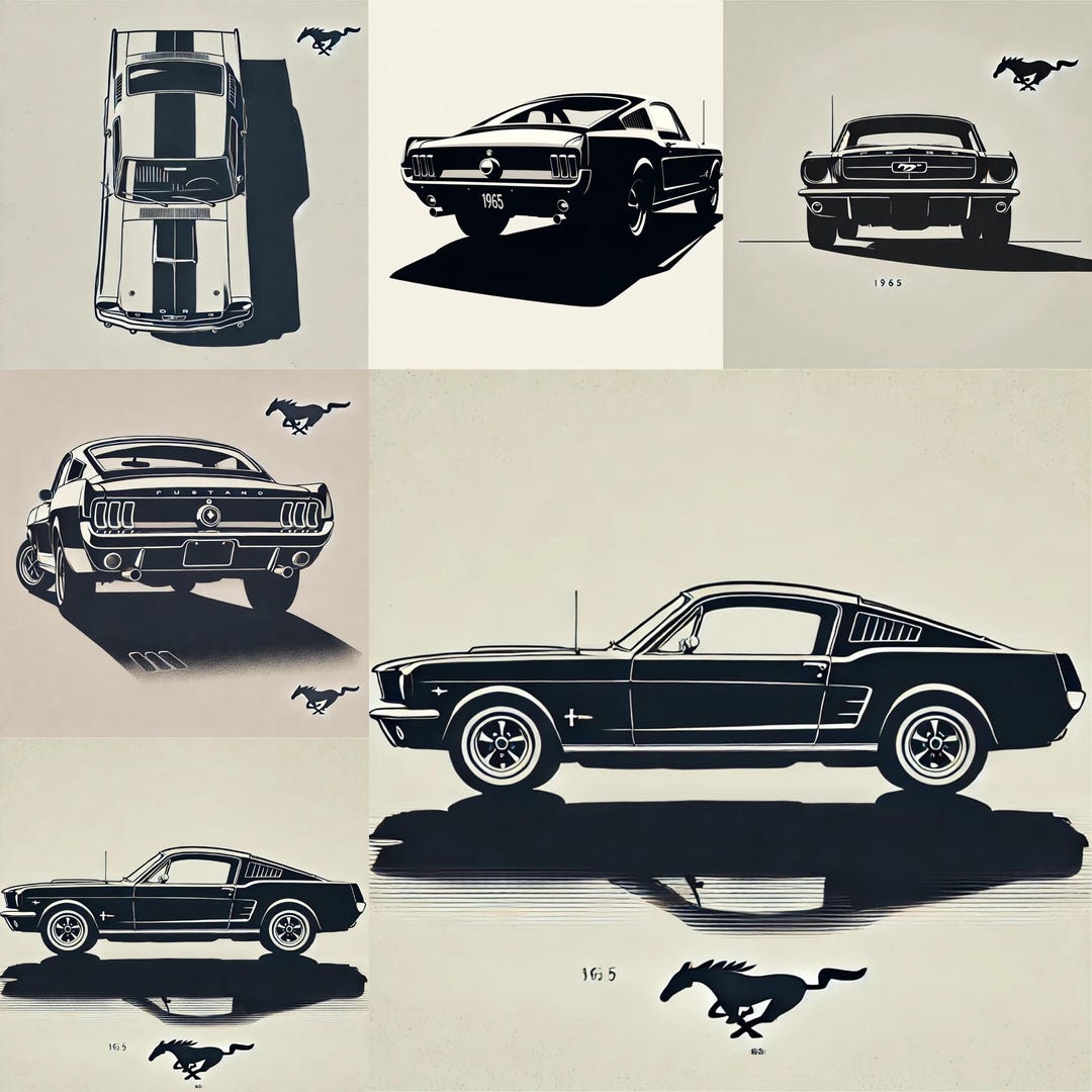 1965 Ford Mustang Silhouette SVG | Iconic Grille & Headlights | Classic ...