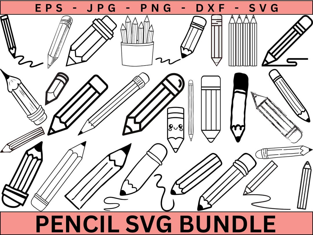 Pencil SVG Bundle: School Clipart, Monogram, Cut File (digital Download ...