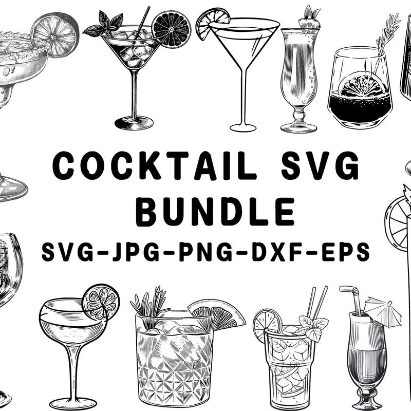 Cocktail Line Art - Etsy