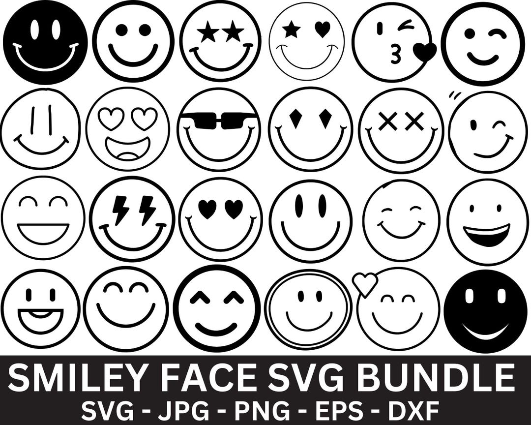 Emoji Smiley Face SVG Bundle: Happy Smiling Designs (digital Download ...