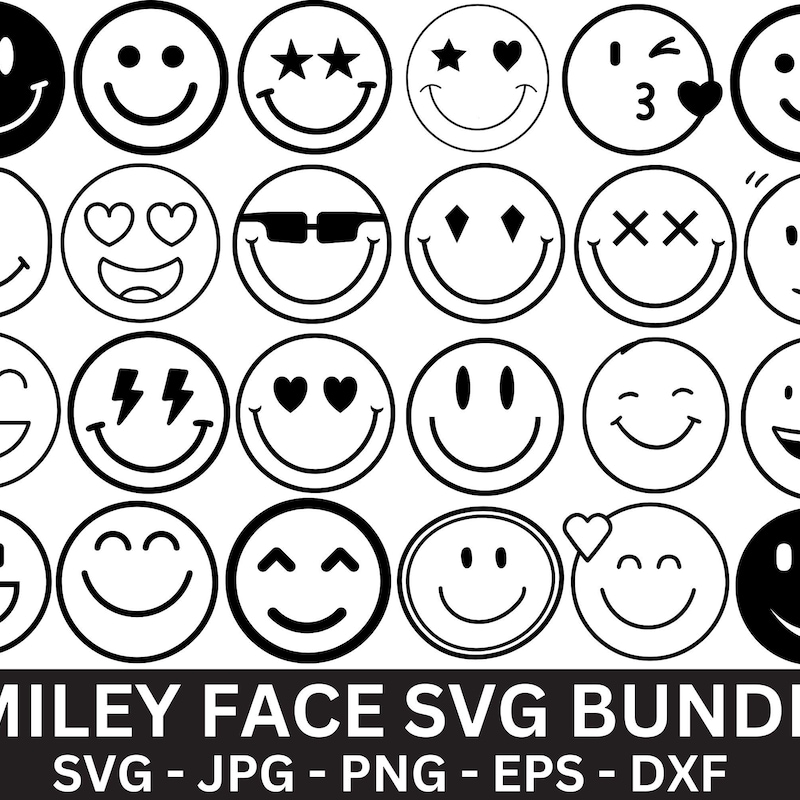 Smiley Face Svg - Etsy