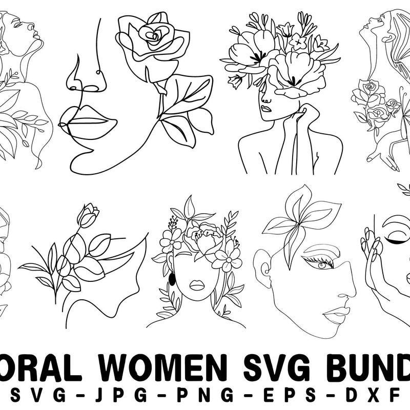 Line Art Woman Svg - Etsy