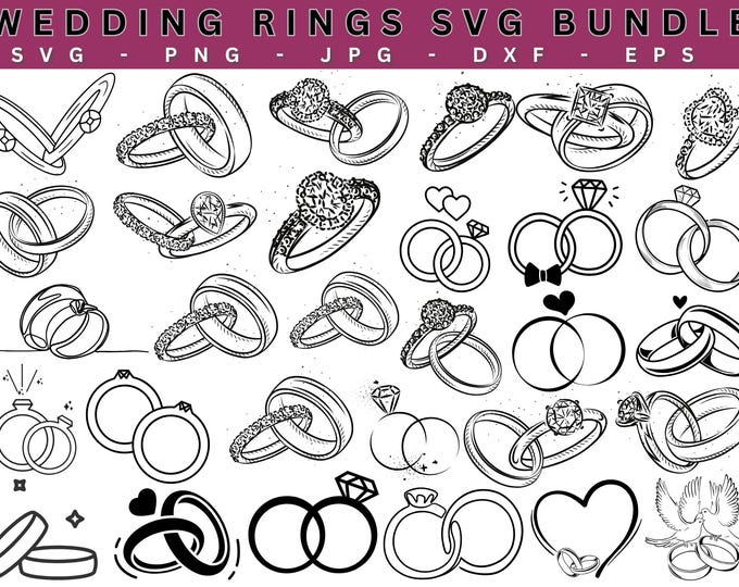 Couple Rings Svg, Heart Ring Svg, Wedding Ring Svg, Engagement Ring Svg ...