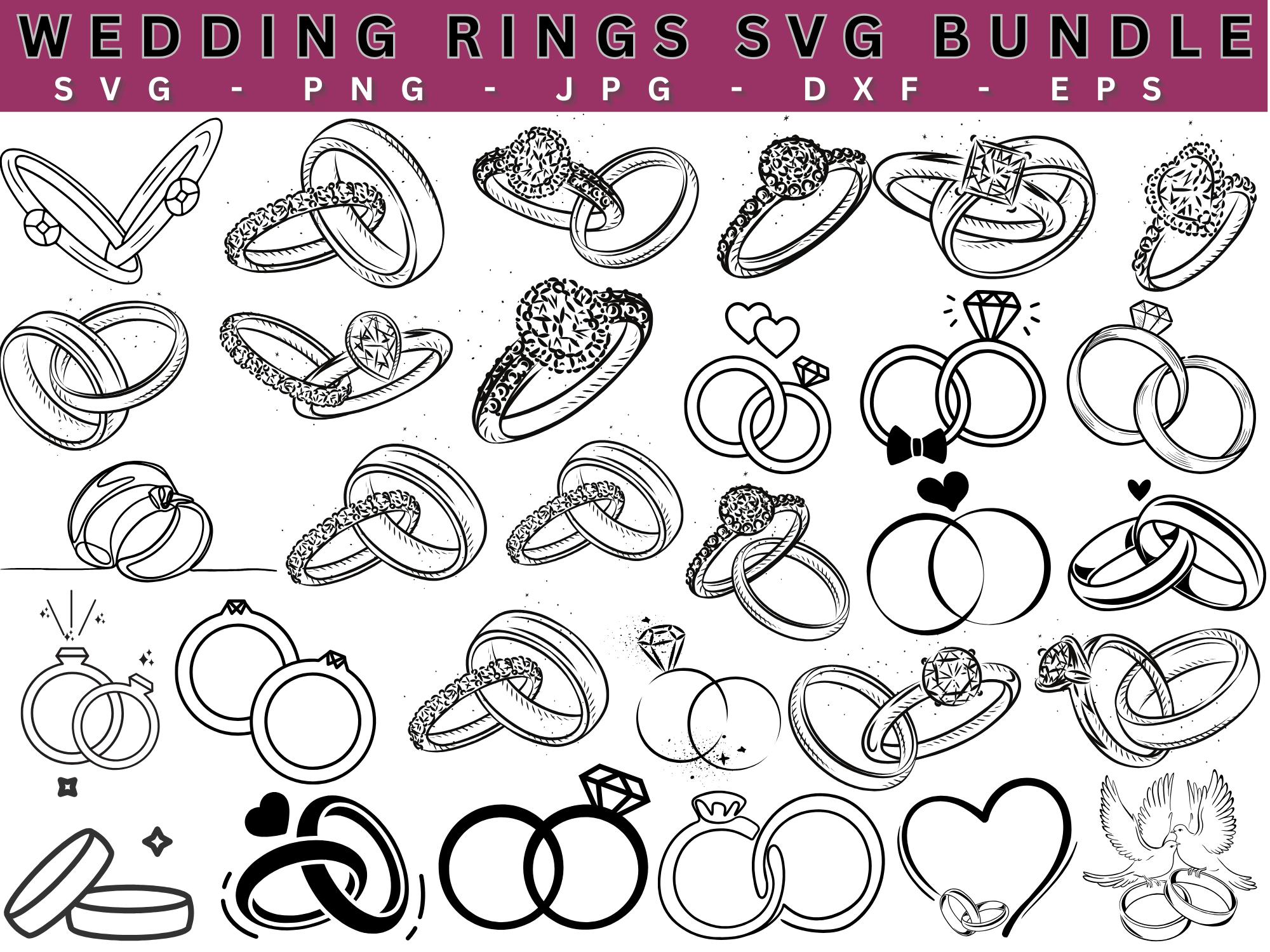 Marriage Rings Svg Bundle,ring Svg,wedding Svg,engagement Ring Svg ...