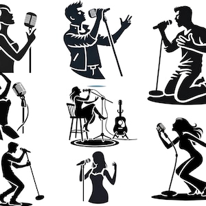 Singing Silhouettes SVG, Female and Male Singers, Dancing and Singing ...