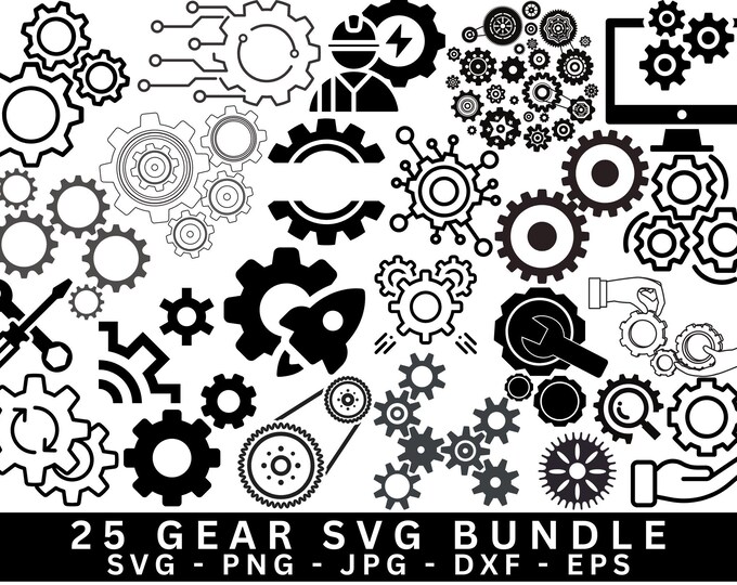 Steampunk Gears SVG Bundle, Mechanical Gears SVG, Industrial Style Svg ...