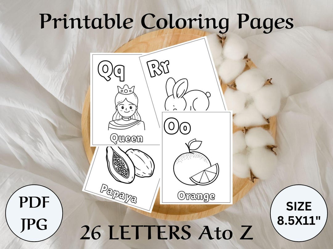 26 Pages ABC Coloring Book,abc Baby Shower Coloring Book,educational ...