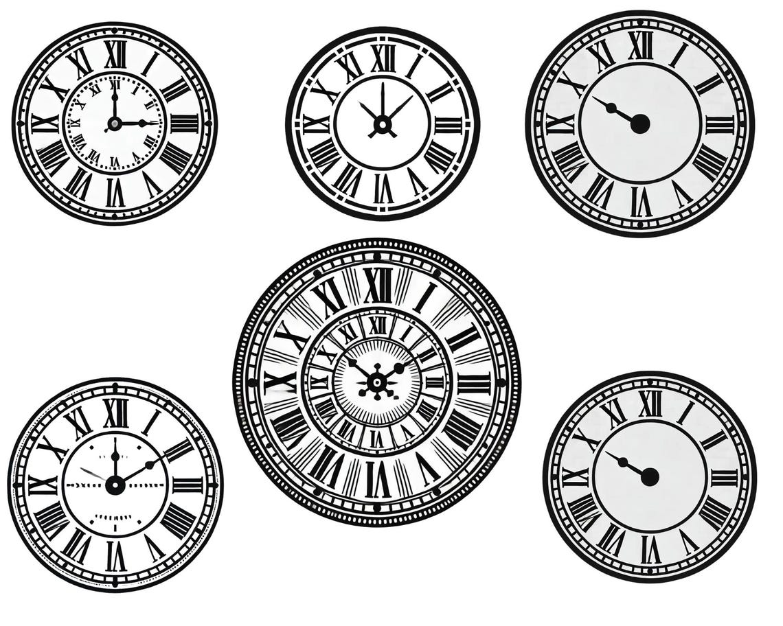 Clock Face SVG Set, Roman Numeral Clock, Clock Clipart, Numbers SVG ...