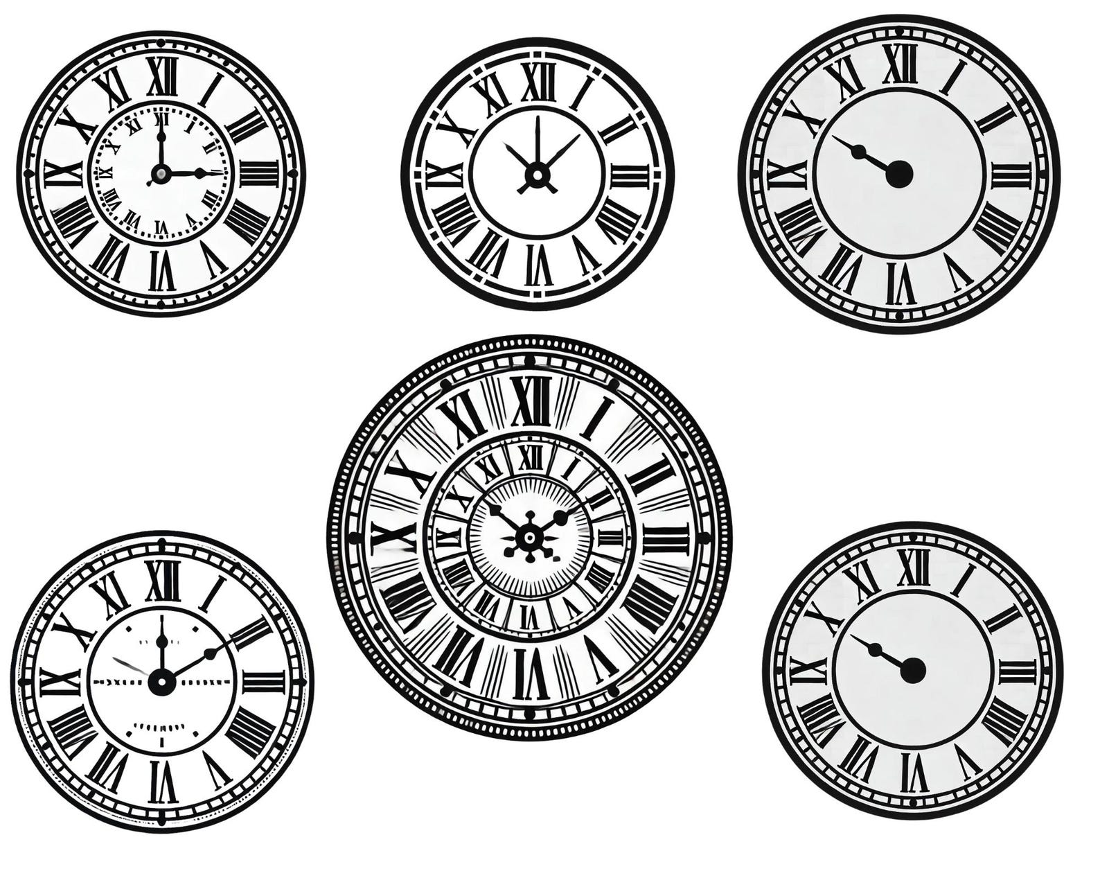 Clock Face SVG Set, Roman Numeral Clock, Clock Clipart, Numbers SVG ...