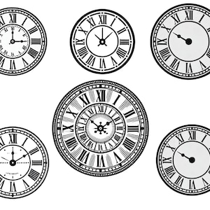 Clock Face SVG Set, Roman Numeral Clock, Clock Clipart, Numbers SVG ...