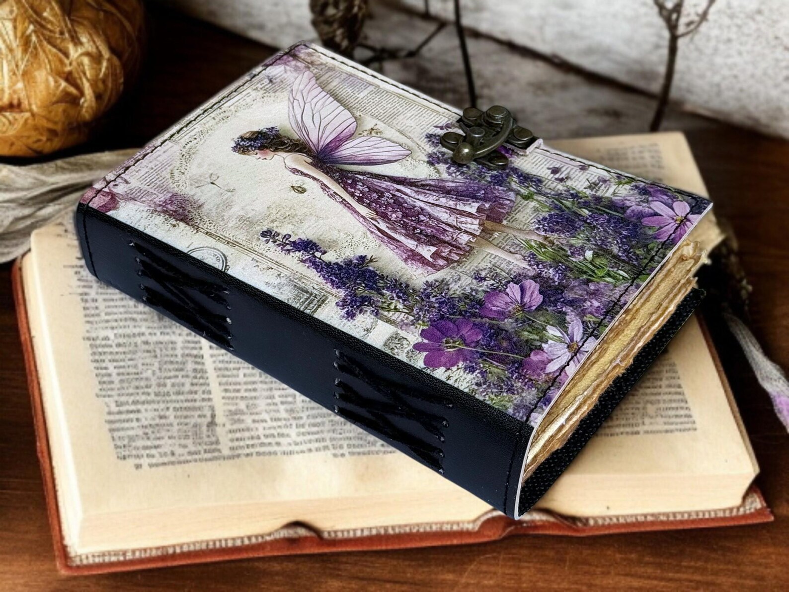 Handmade Fairy Leather Grimoire – Book of Shadows With Lock, Witchcraft ...