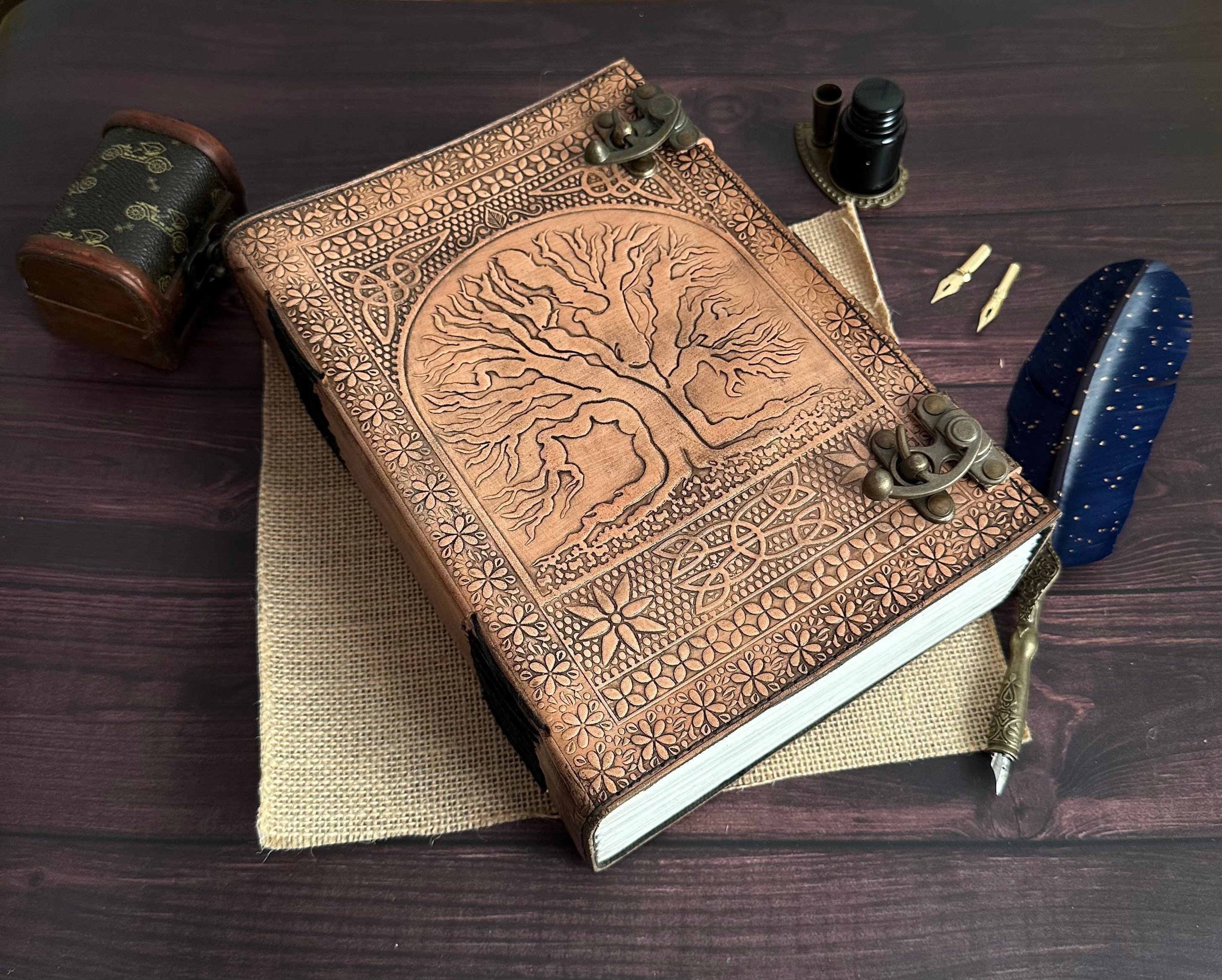 600 Pages Large Tree of Life Leather Journal, Leather Notebook, Spell ...