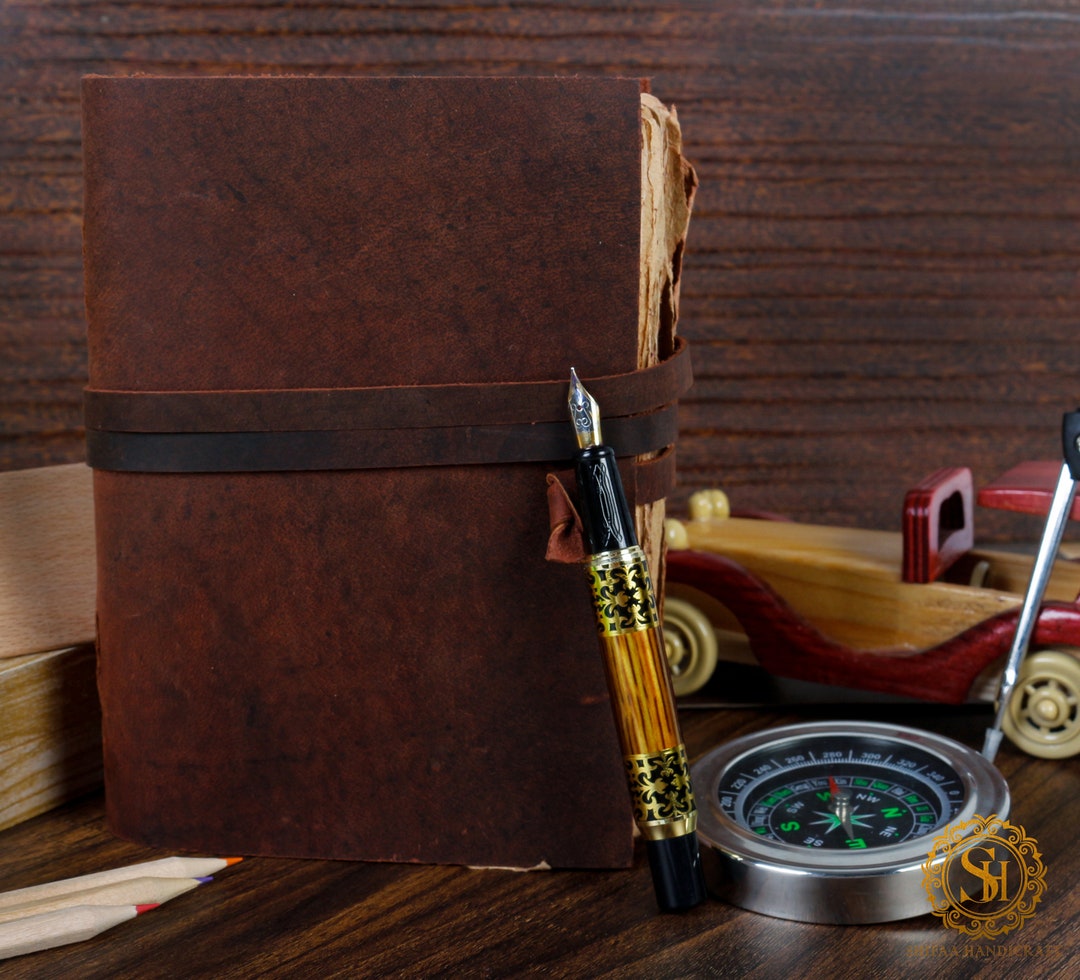 Handmade Leather Journal • Deckle Edge Paper Grimoire, Book of Shadows ...