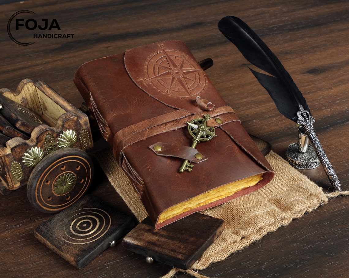 Compass Vintage Leather Journal Antique Handmade Leather - Etsy