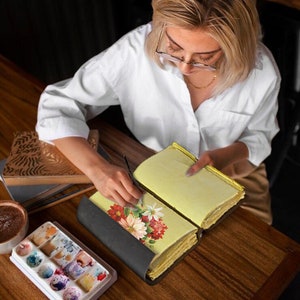 Luna Moth Vintage Leather Journal Handmade Deckle Edge Paper Leather ...