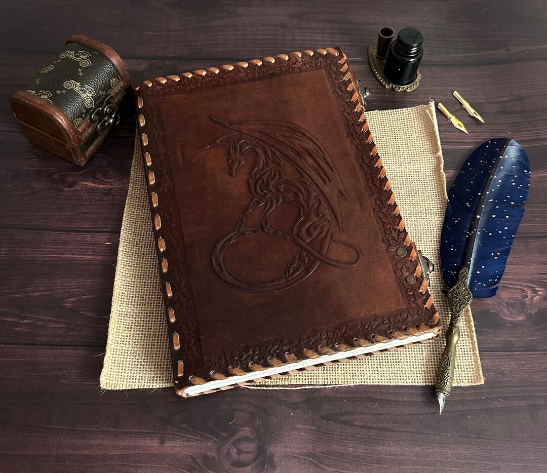 Celtic Dragon Leather Journal, Dragon Leather Notebook, Handmade ...