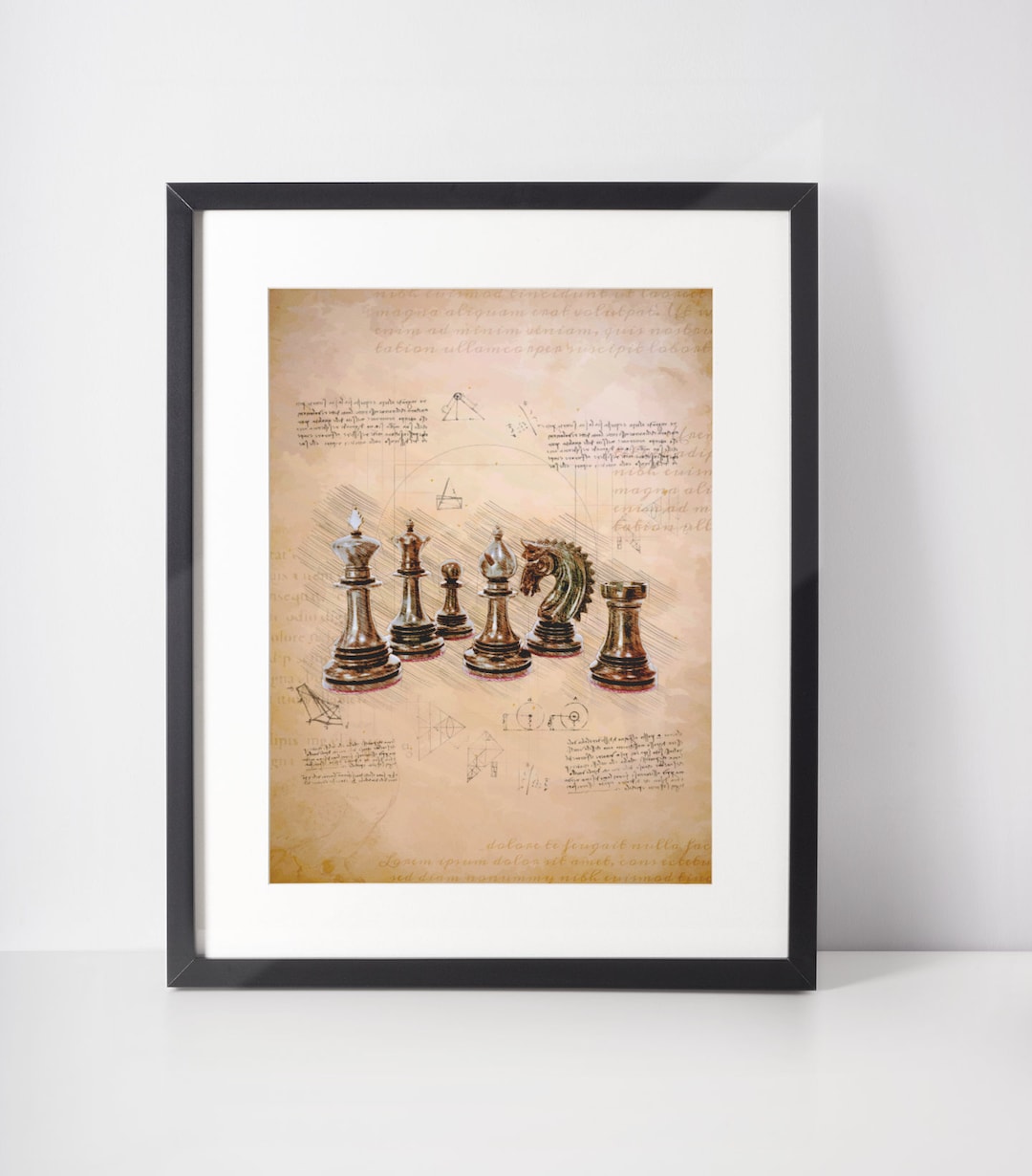 Leonardo Da Vinci Chess Pieces CHESS PIECES Posters - Etsy