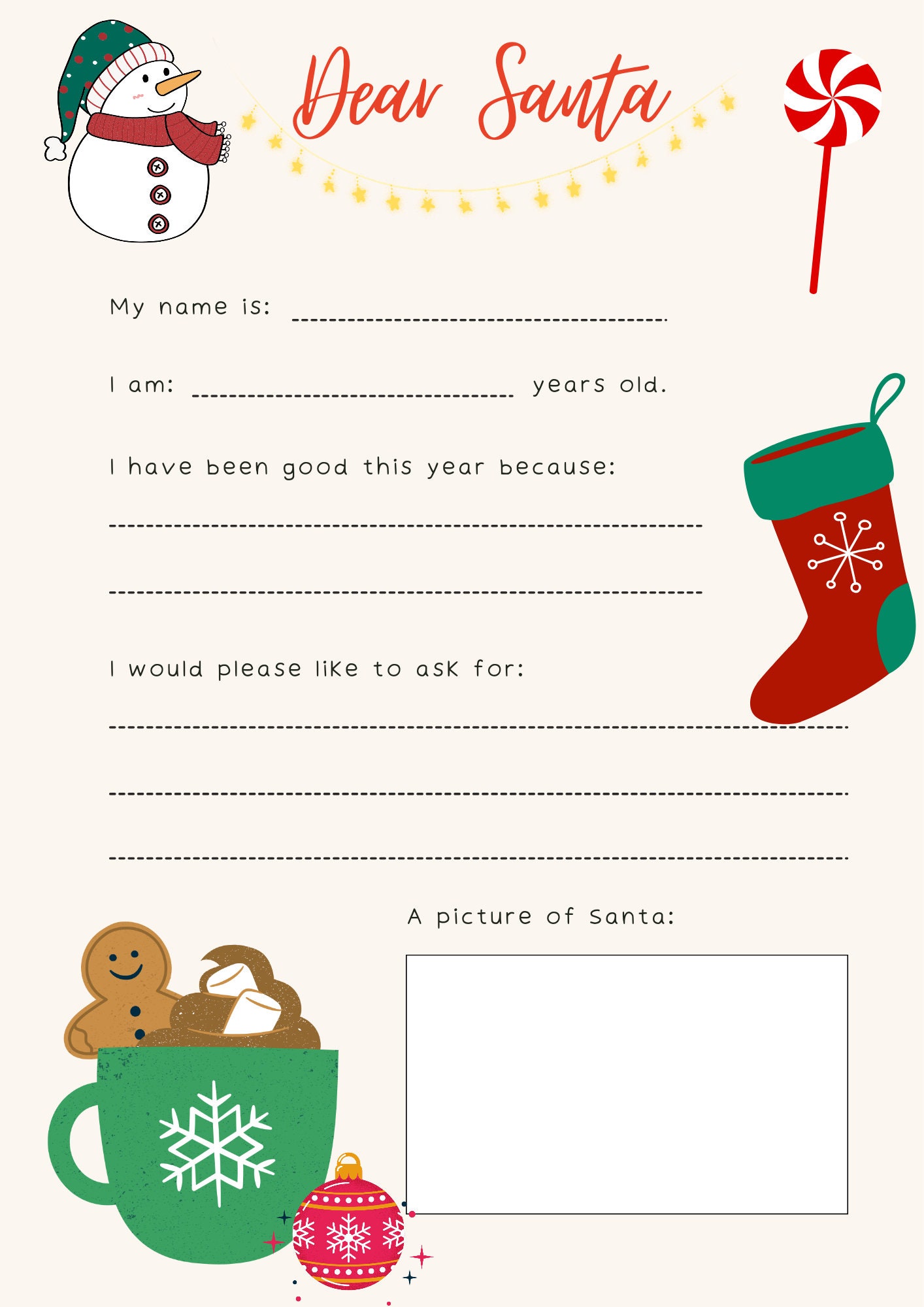 Dear Santa Letter Pdf Download - Etsy