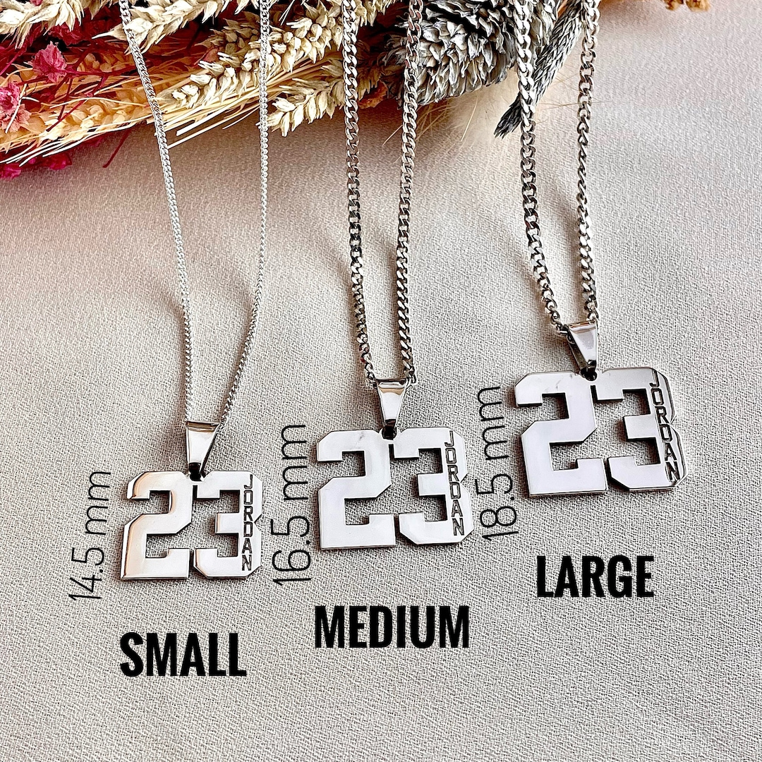 23 Jordan Necklace, 925 Sterling Silver Sport Number Necklace Sports ...
