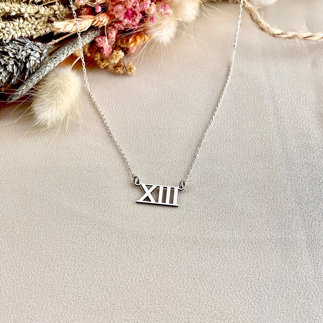 925 Sterling Silver Roman Numeral Necklace, Personalized Necklace ...