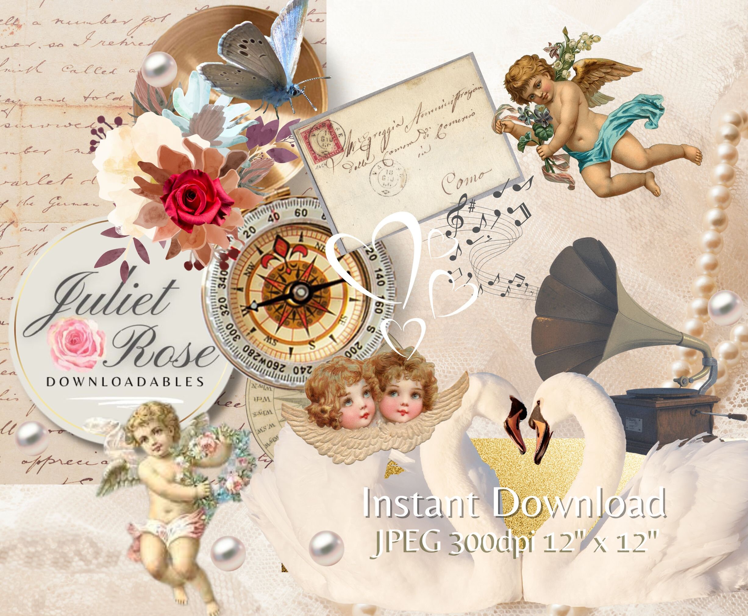 Cherubs, Angelic French Papers, Collage, Decoupage, Commercial Use ...